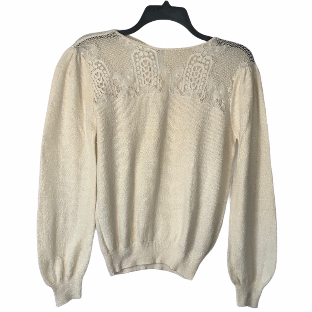 Vintage Ivory Lace Keyhole Button Cottage Core Top Si… - Gem